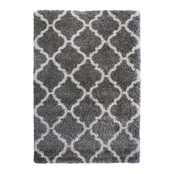 Laura Ashley Loft Tangier Luxury Geometric Diamond Gray Ivory Plush